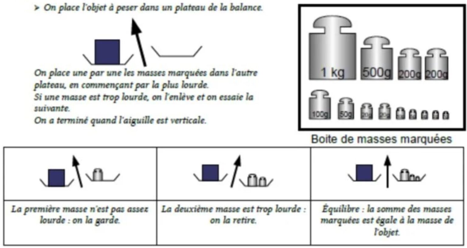 Les masses : leçon CM1-CM2