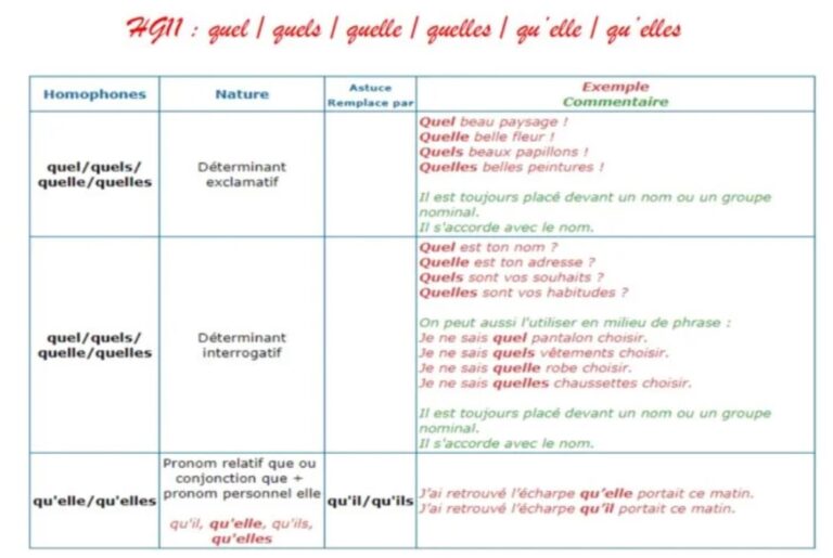 HG11 Les homophones grammaticaux quel quels ...