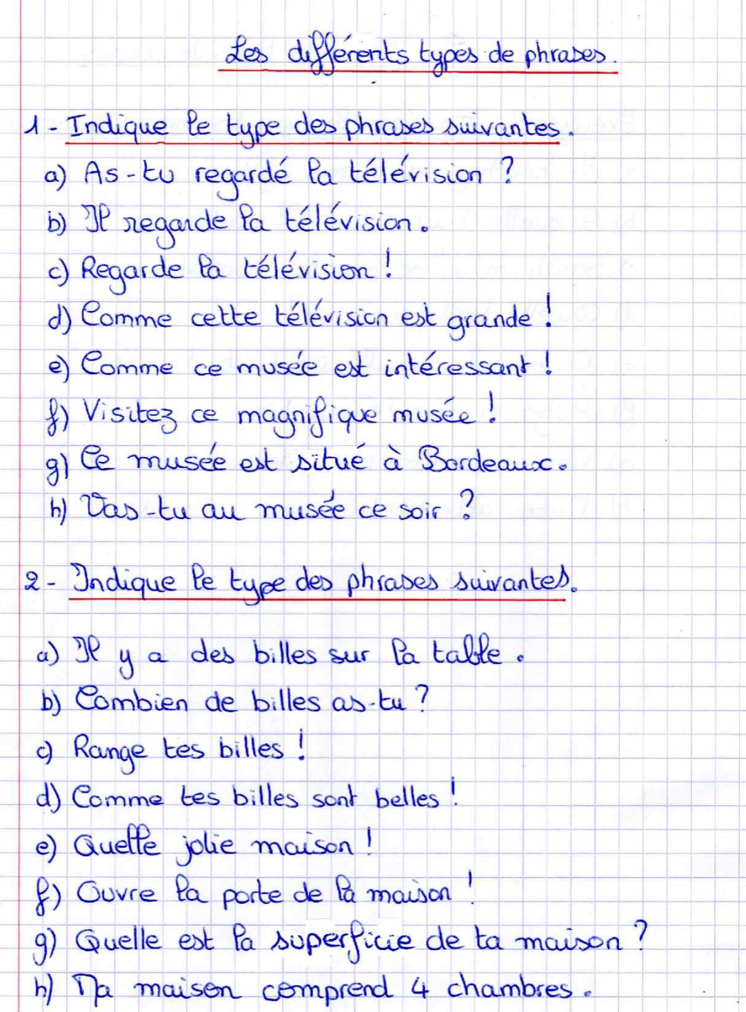 G2 Les différents types de phrases : exercices Série 2