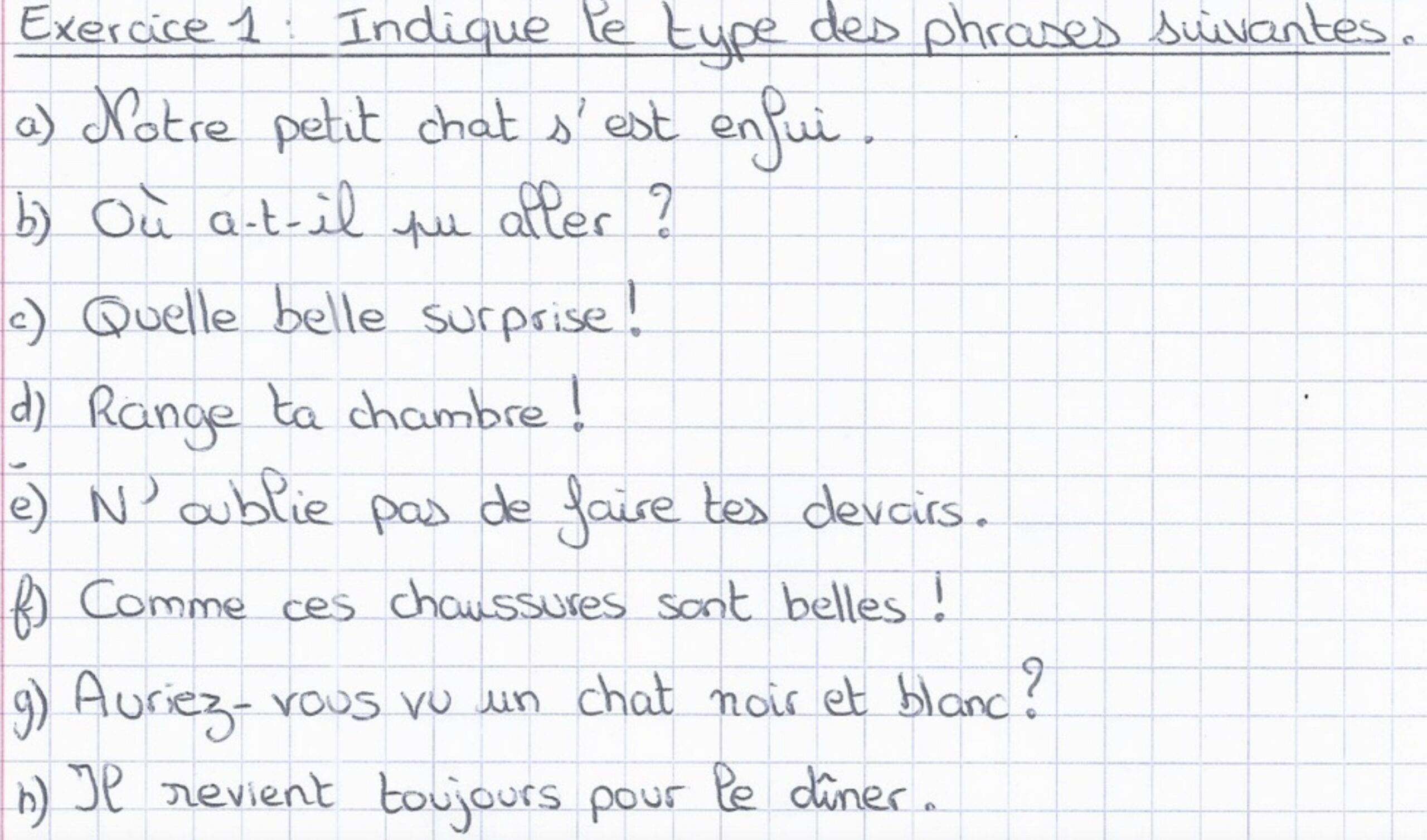 G2 Les différents types de phrases : exercices Série 3