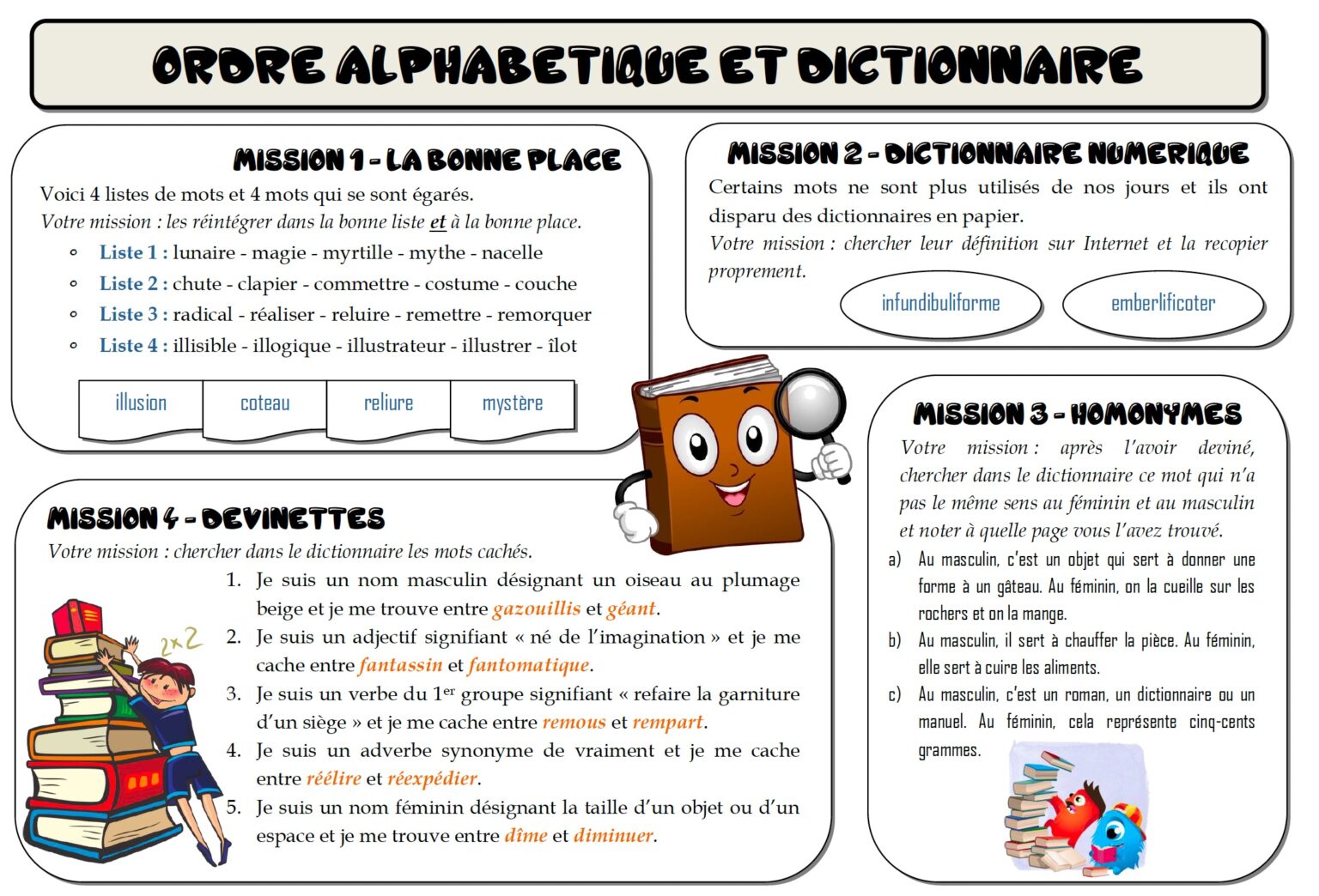 Ordre alphabétique : exercices (1) CM1-CM2