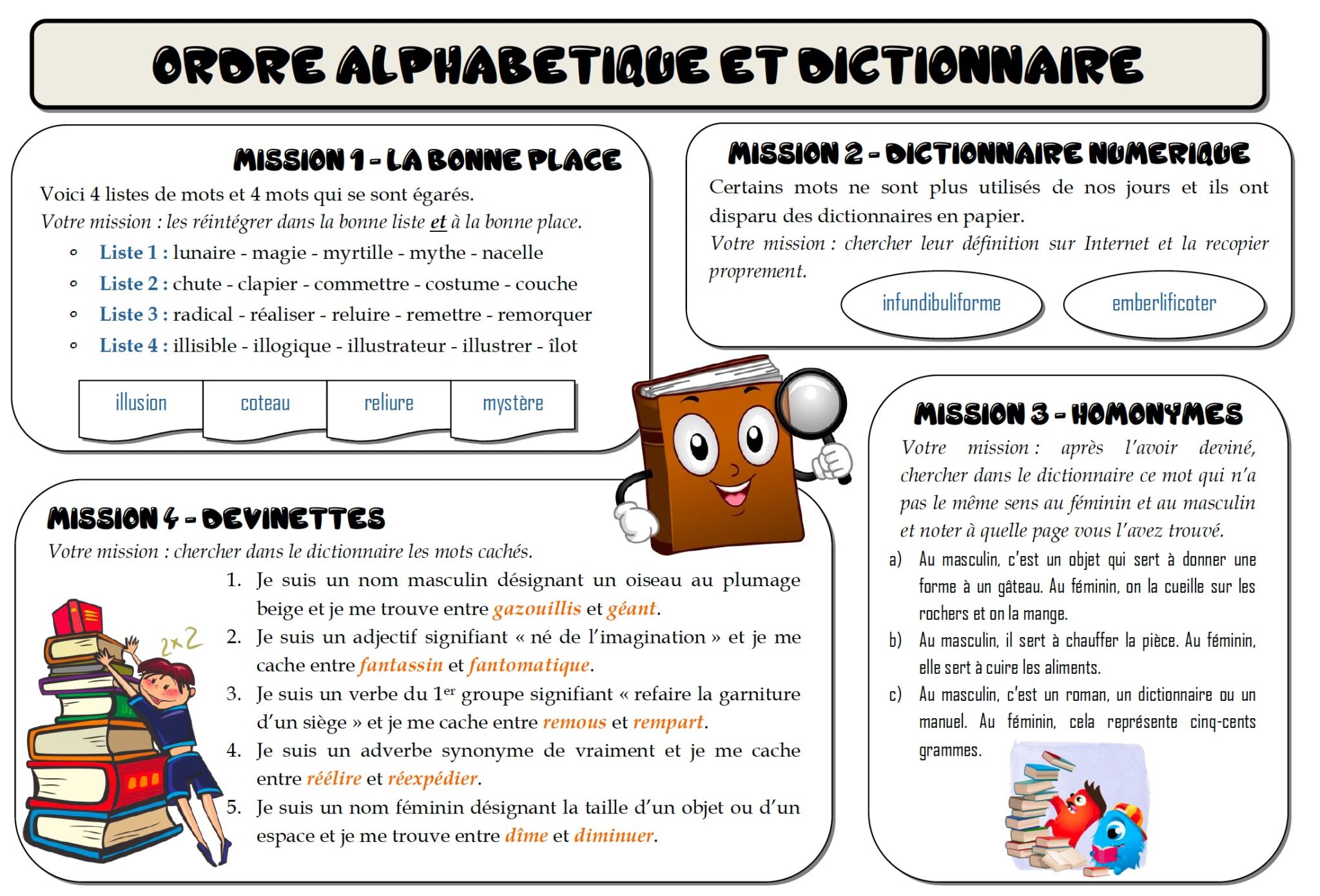 Ordre alphabétique : exercices (1) CM1-CM2