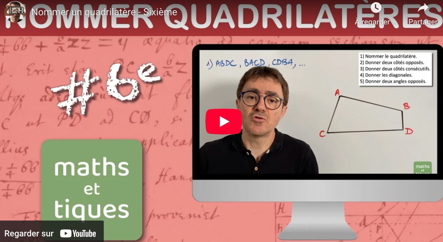 Les quadrilatères - exercices CM1/CM2