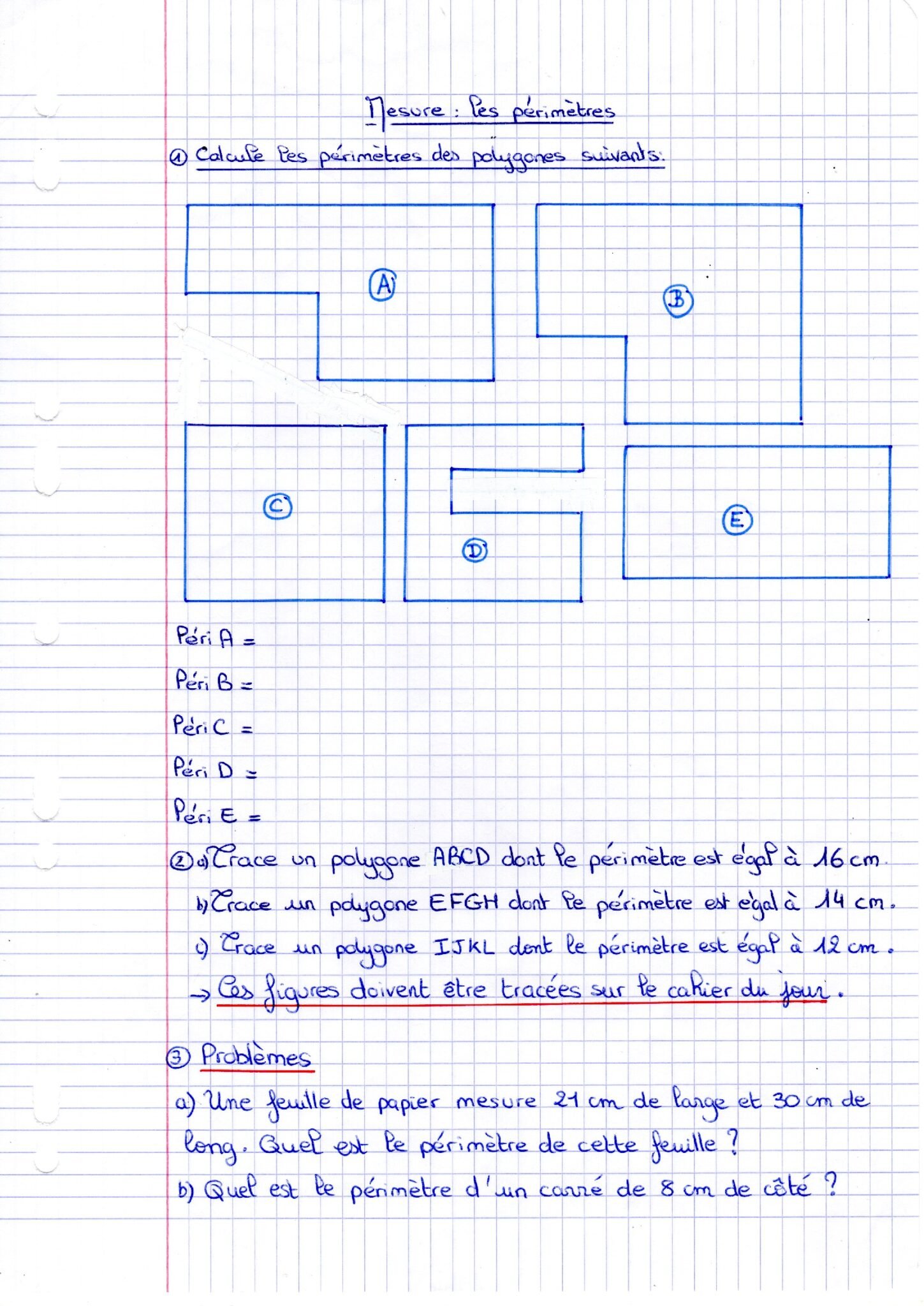 Aires et Périmètres : leçons et exercices CM1 CM2