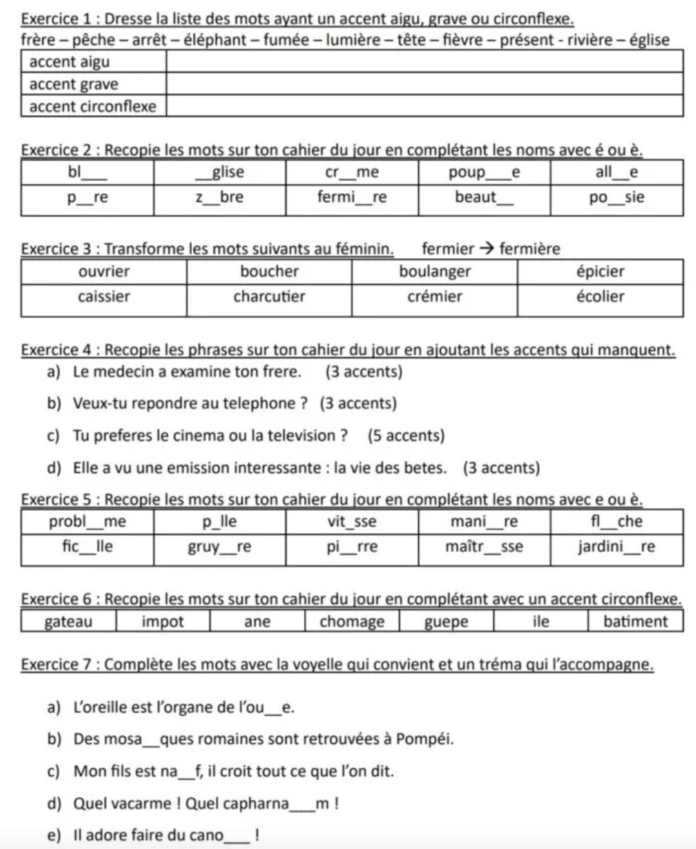 O1 Exercices sur les accents CM1-CM2 (1)