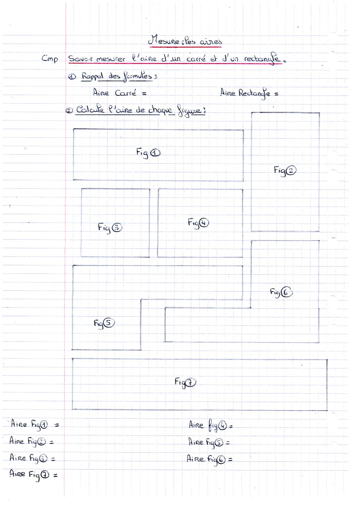 Aires et Périmètres : leçons et exercices CM1 CM2