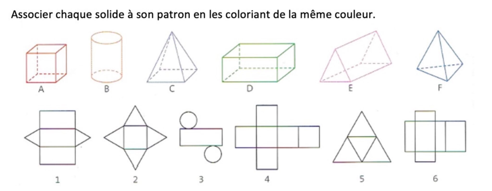 Les patrons et les solides : exercices (1) CM1/CM2