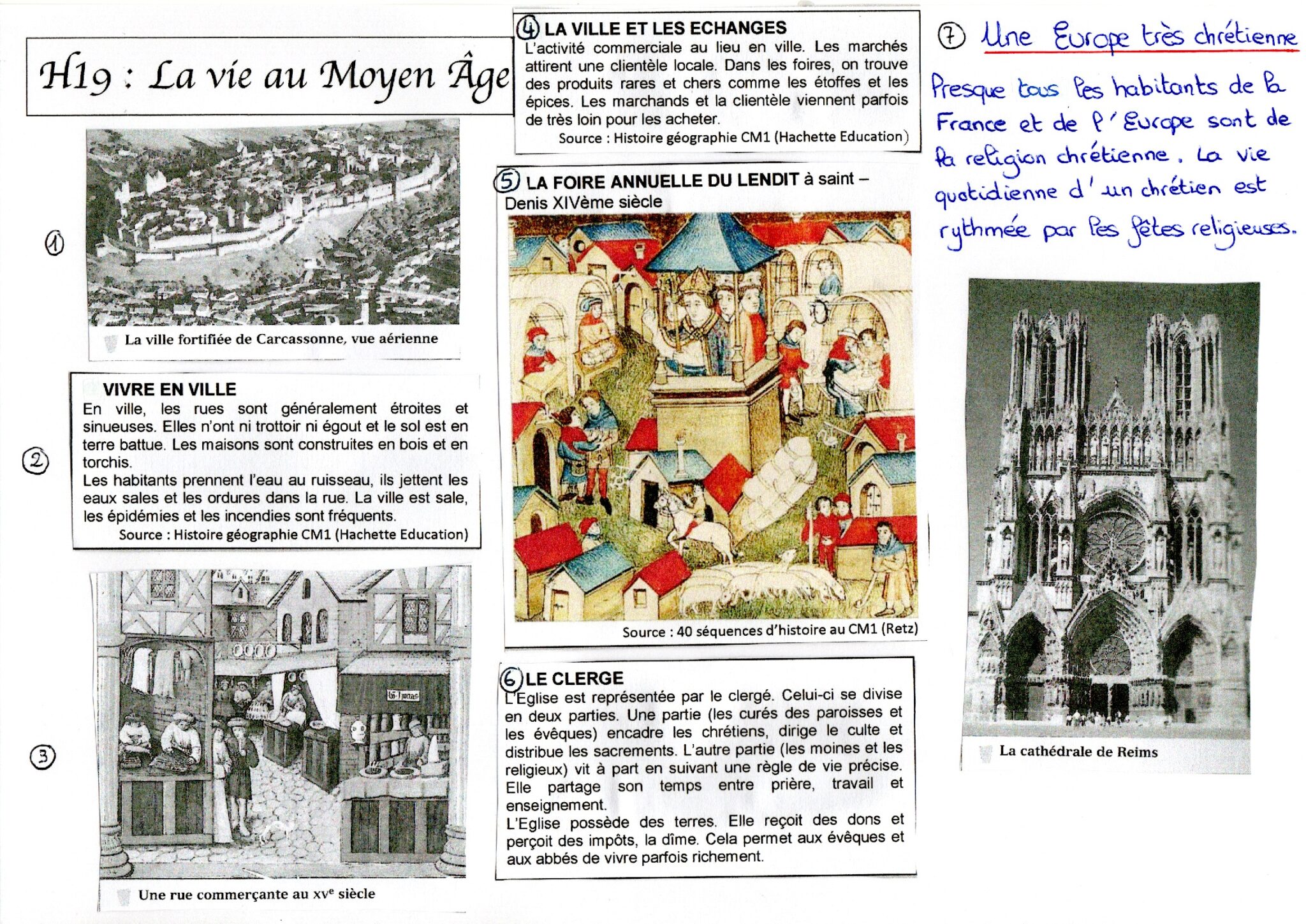 La vie au Moyen Âge : leçon CM1