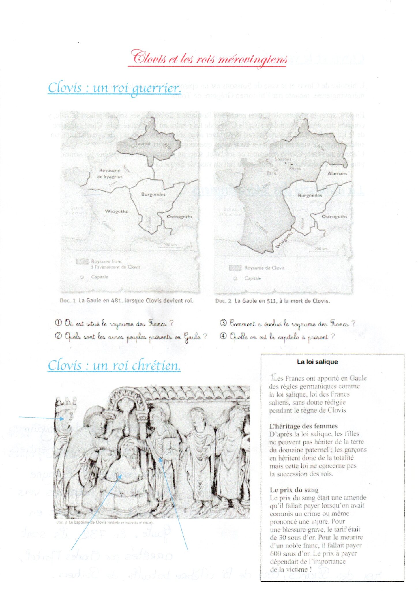 Clovis et les Mérovingiens : leçon CM1