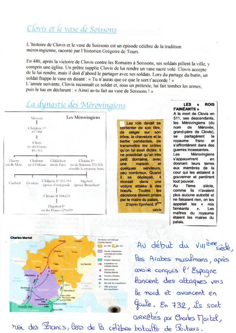 Clovis et les Mérovingiens CM1 : leçon complète sur le premier roi des ...