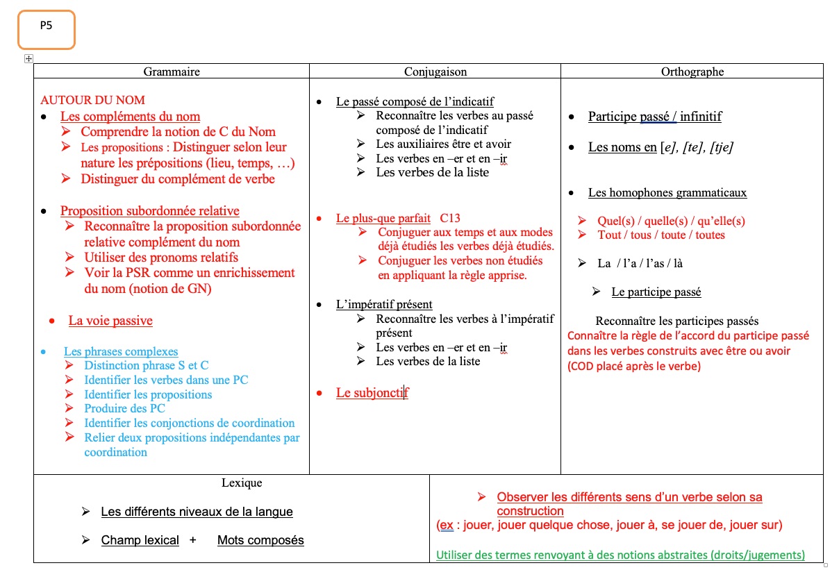 Programme EDL CM1 CM2 : Etude de la langue - Période 5
